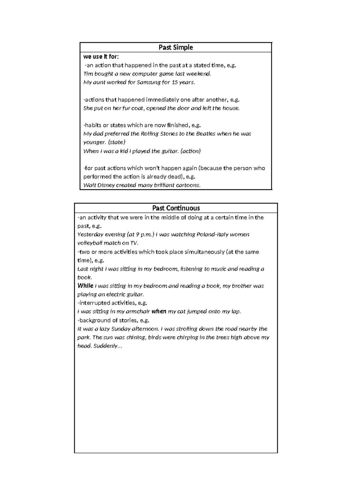 Past Tenses: Simple & Continuous Usage Explained - Studocu