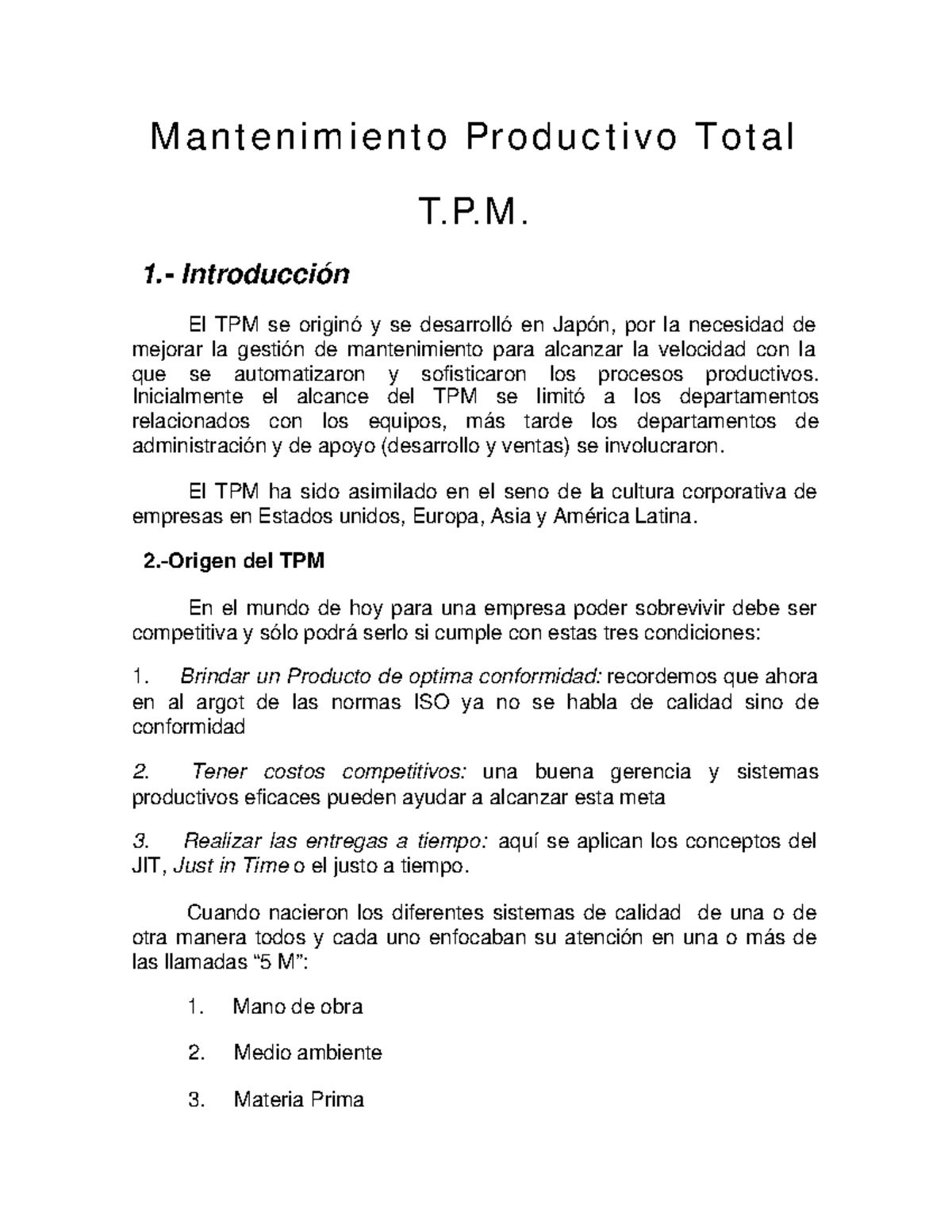 TPM 101: Introducción y Conceptos Clave del Mantenimiento Productivo Total - Studocu