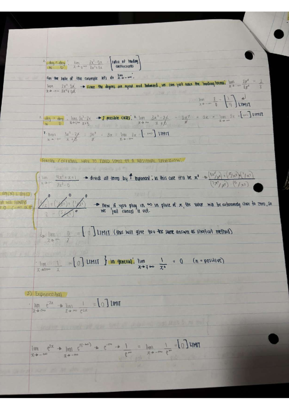 Math Notes for Limits: Understanding Leading Coefficients and Ratios ...