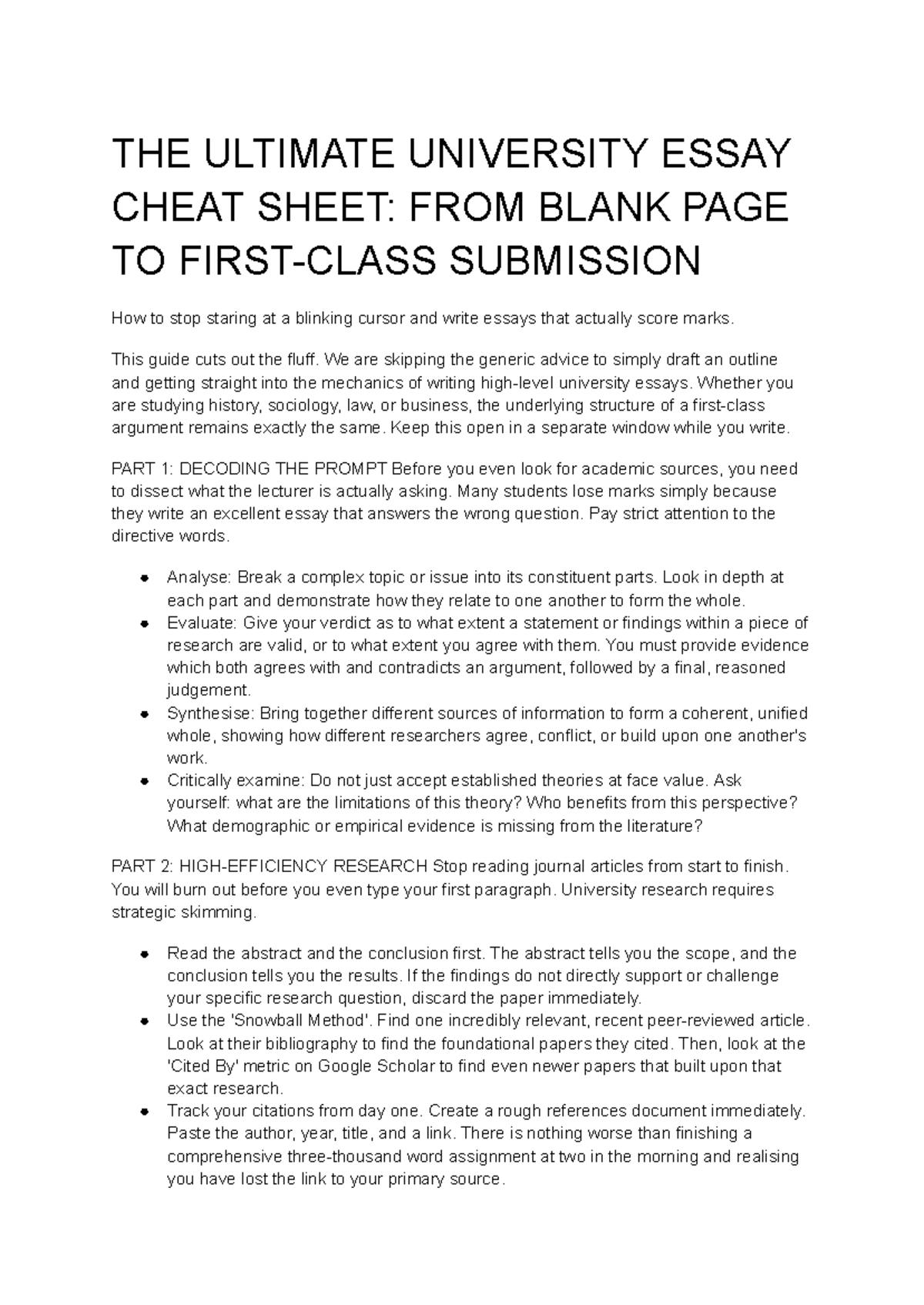University Essay Writing Guide: From Blank Page to Submission - Studocu