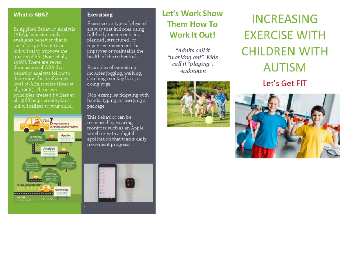 Annotated Brochure on ABA & Exercise for PSY5300 - Studocu