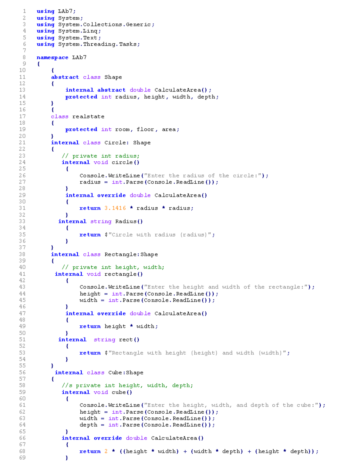 Lab7 - OOP Code Implementation for Shapes and Real Estate - Studocu