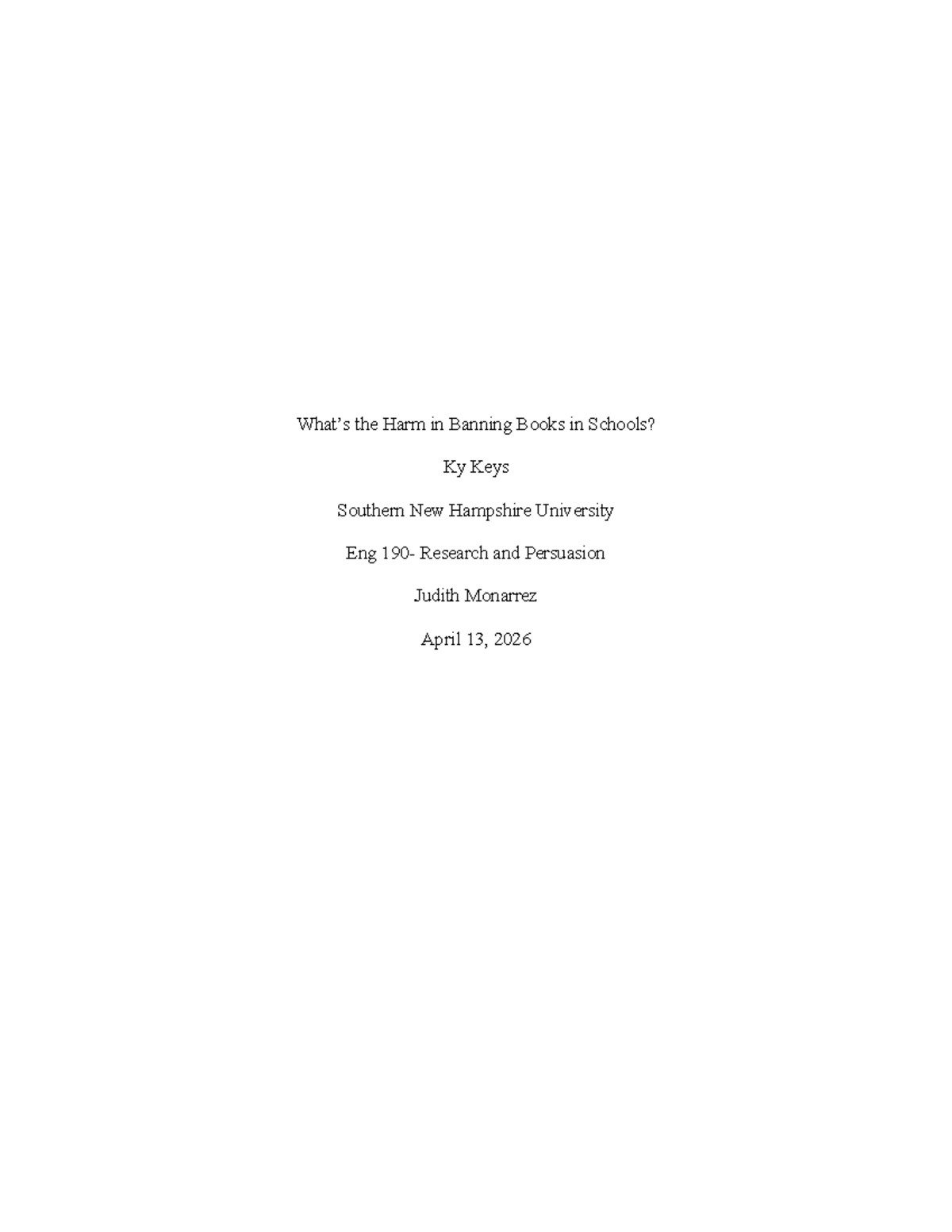 Eng 190 7-1 Final Draft: The Harm of Banning Books in Schools - Studocu
