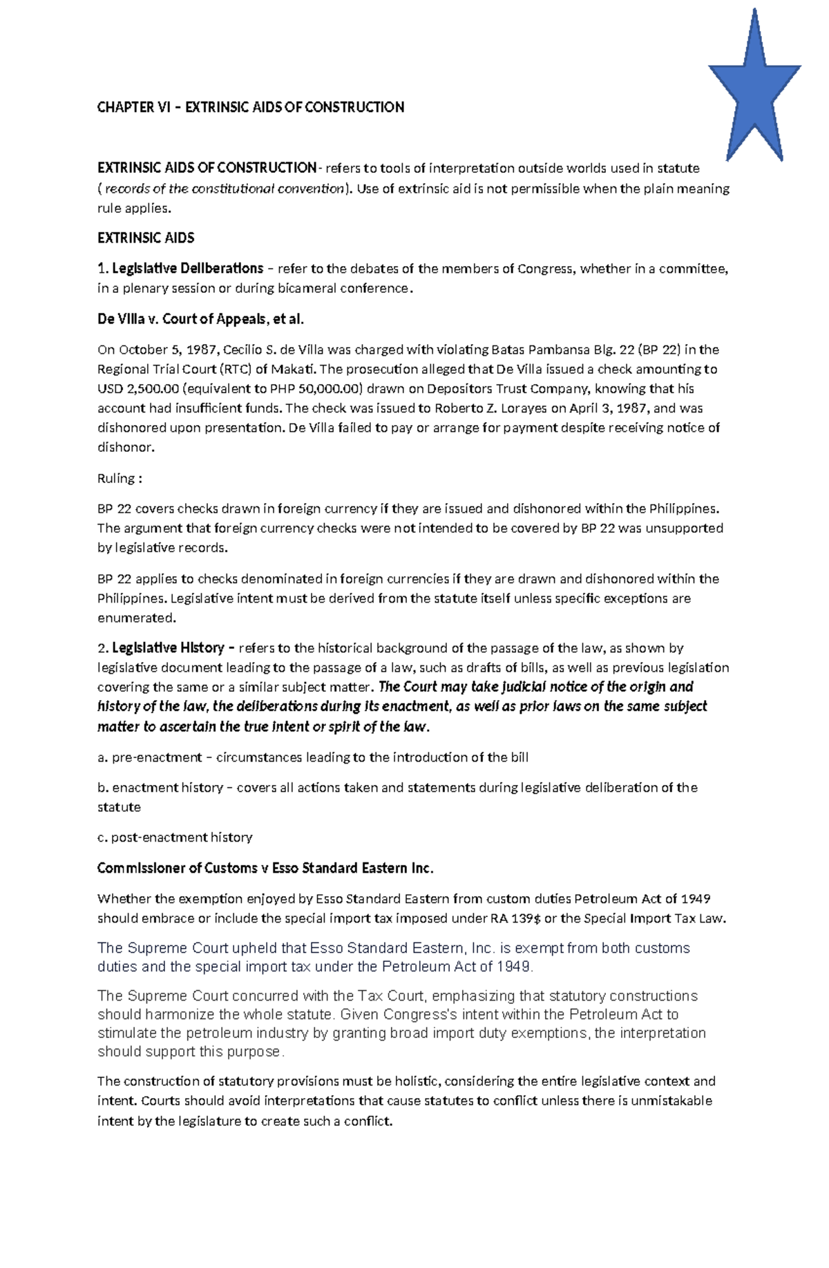 Statcon Final - reviewer only - CHAPTER VI – EXTRINSIC AIDS OF ...
