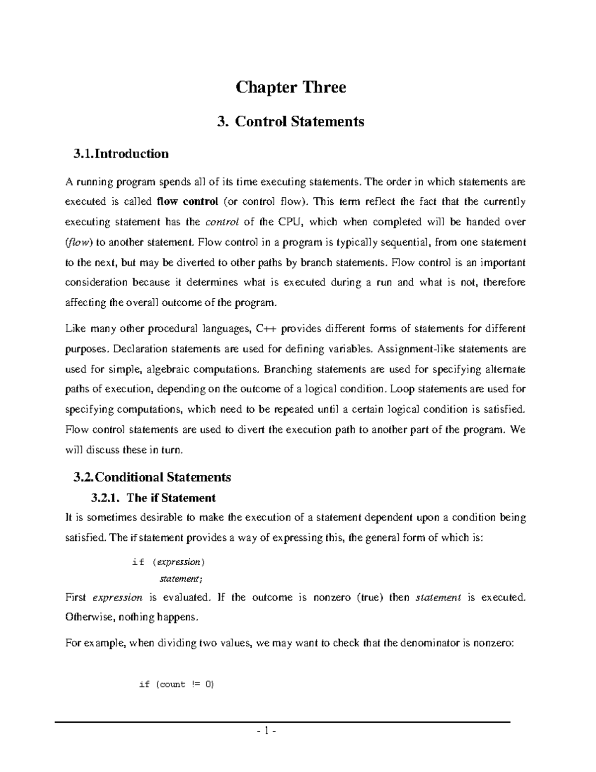 Chapter 3: Control Statements Overview and Examples - Studocu