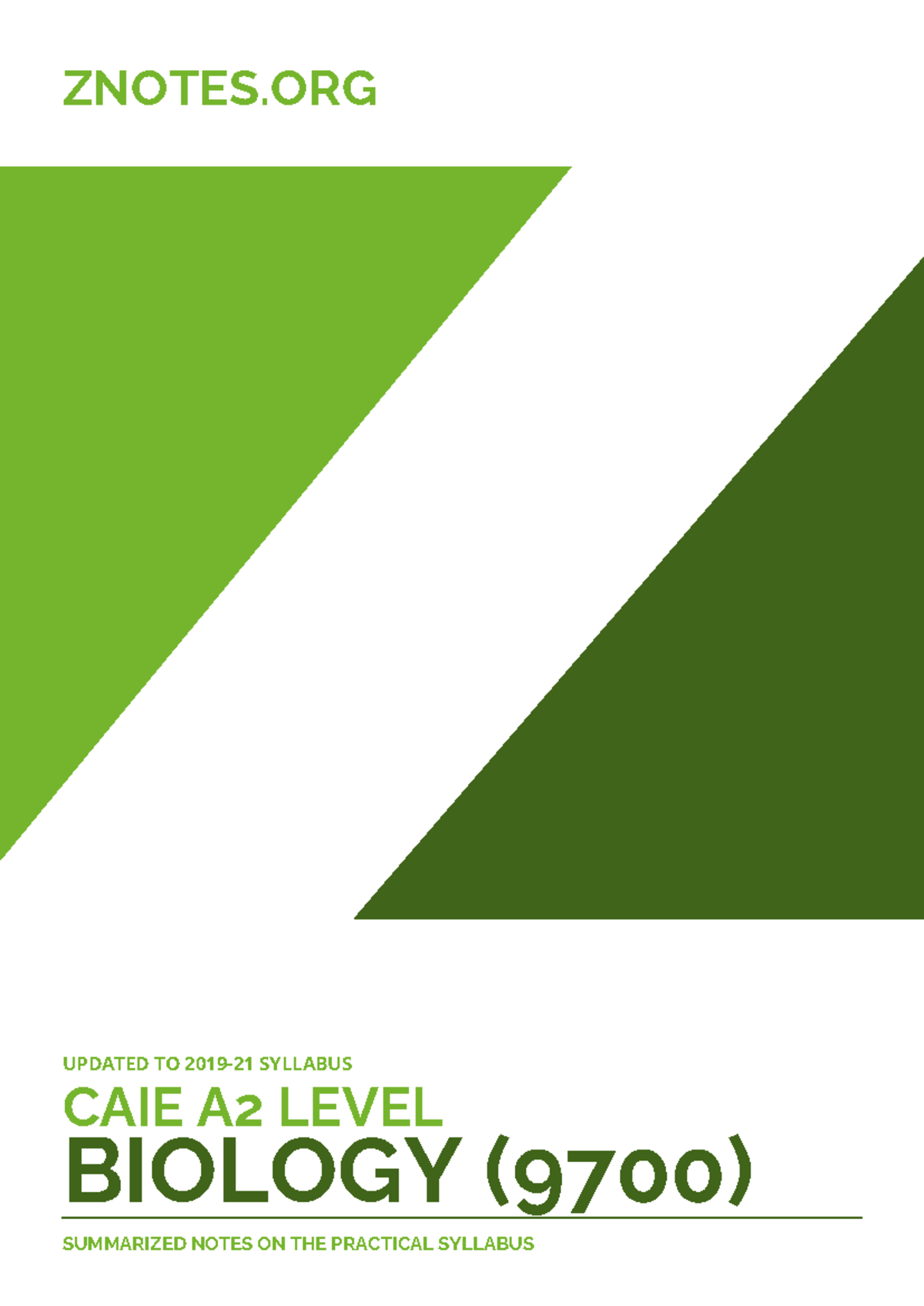 CAIE A2 Level Biology 9700 Practical Notes (2019-21 Syllabus) - Studocu