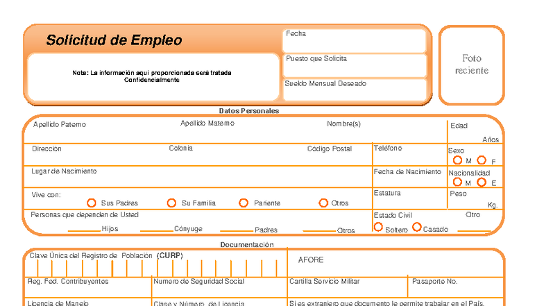 Solicitud de Empleo Naranja: Formulario Completo y Datos Personales ...