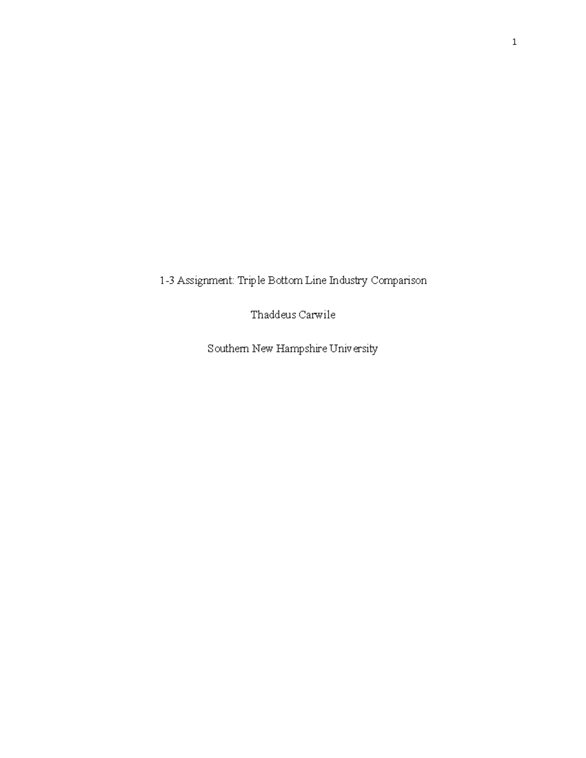 1-3 Assignment-Triple Bottom Line Industry Comparison - 1-3 Assignment ...