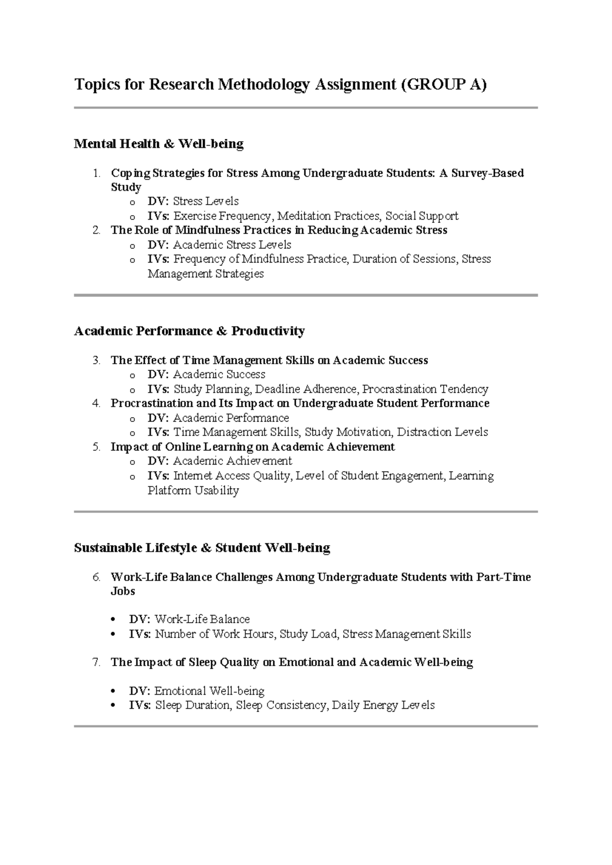 A242 BPMN3143 Research Methodology Assignment Topics for Group A - Studocu