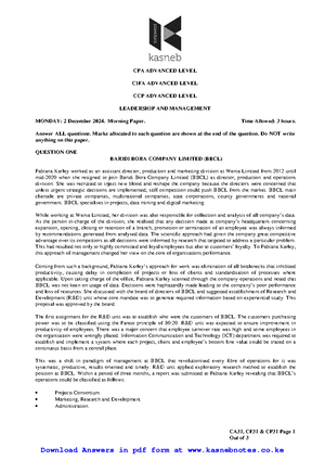 BDA 2022-December-2024 - CA35P Page 1 Out of 9 CPA POST ADVANCED LEVEL BUSINESS DATA ANALYTICS ...