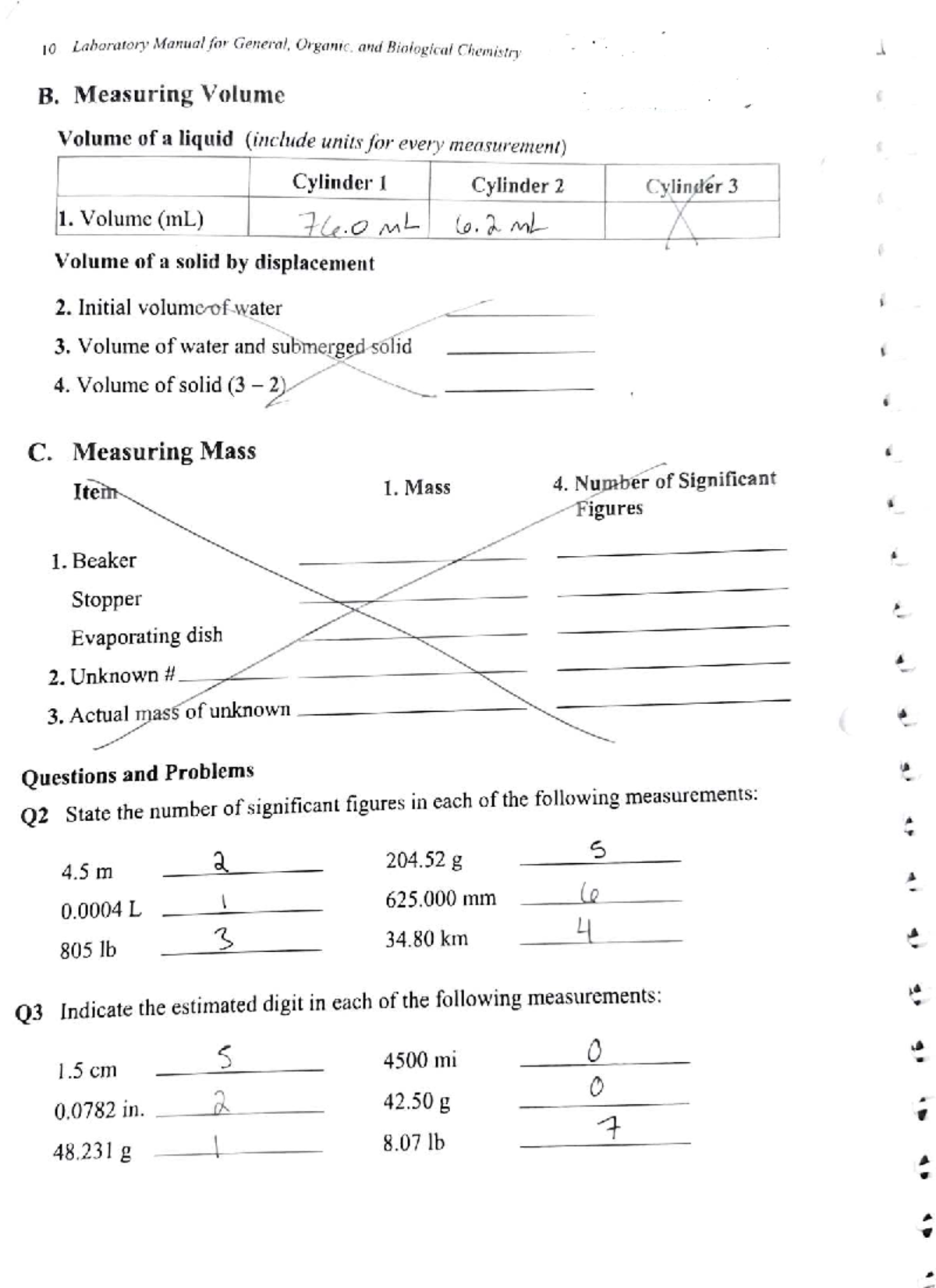 CHEM 1A Laboratory Manual: Significant Figures and Measurements - Studocu