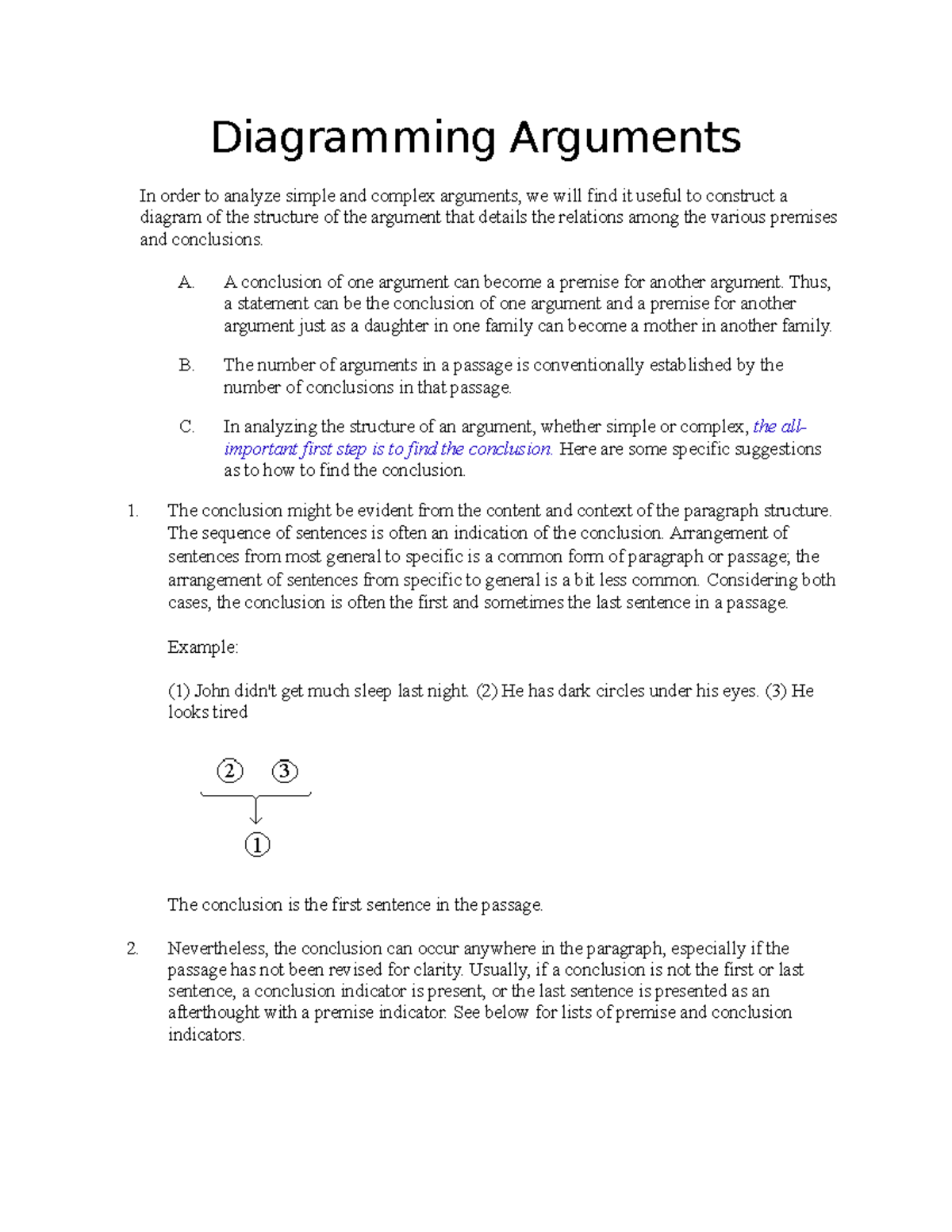 Diagramming Arguments - Notes - Diagramming Arguments In order to ...