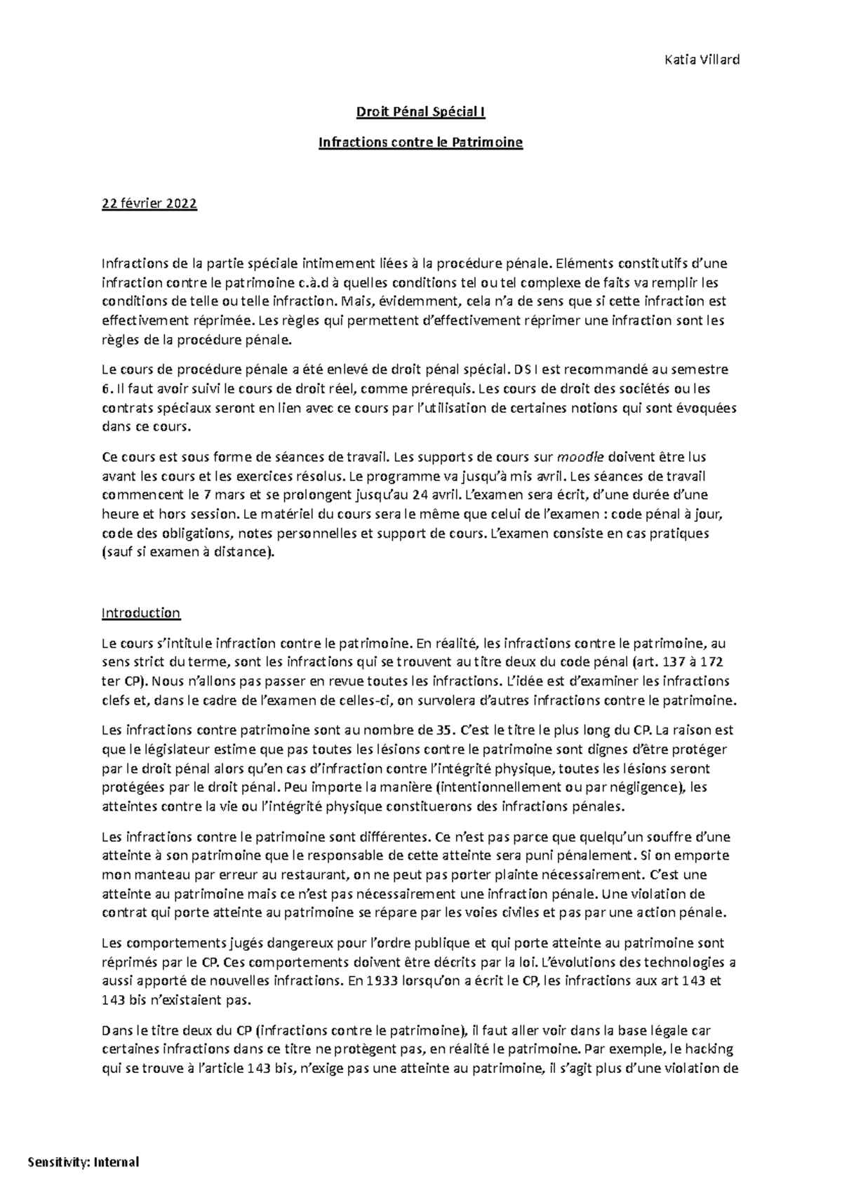 Droit Penal Special 2021-2022 - Droit Pénal Spécial I Infractions ...