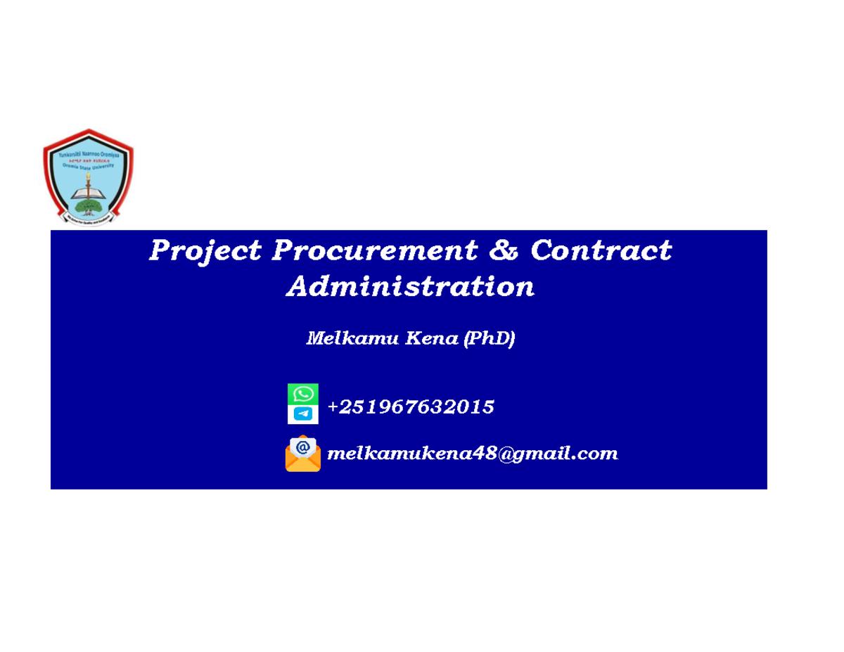 Project Procurement & Contract Administration: Strategies and Methods ...