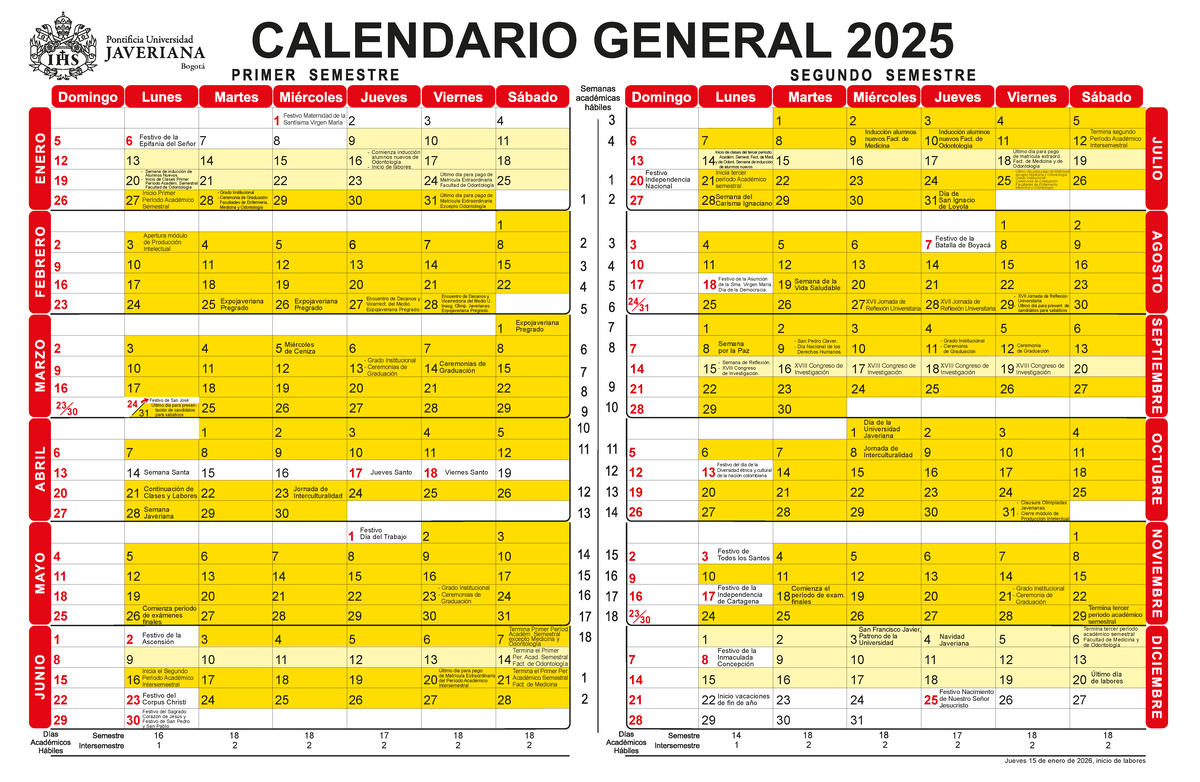 Calendario General Universitario Javeriana 2025: Fechas Importantes ...