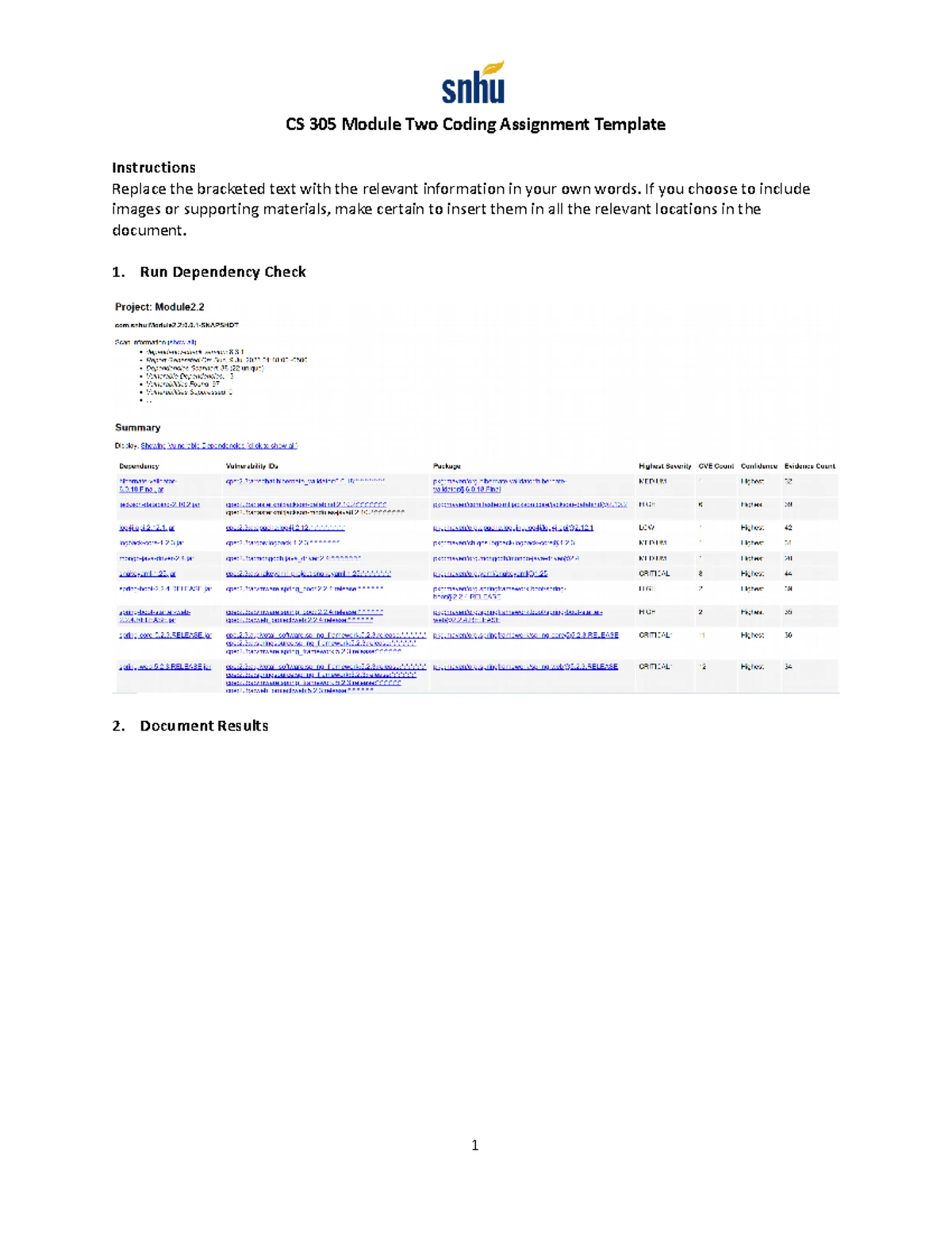 CS-300 Final Assignment: Dependency-Check Analysis and Configurations - Studocu