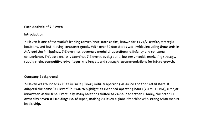 Case Study: Strategic Analysis of 7-Eleven's Business Model and Growth ...