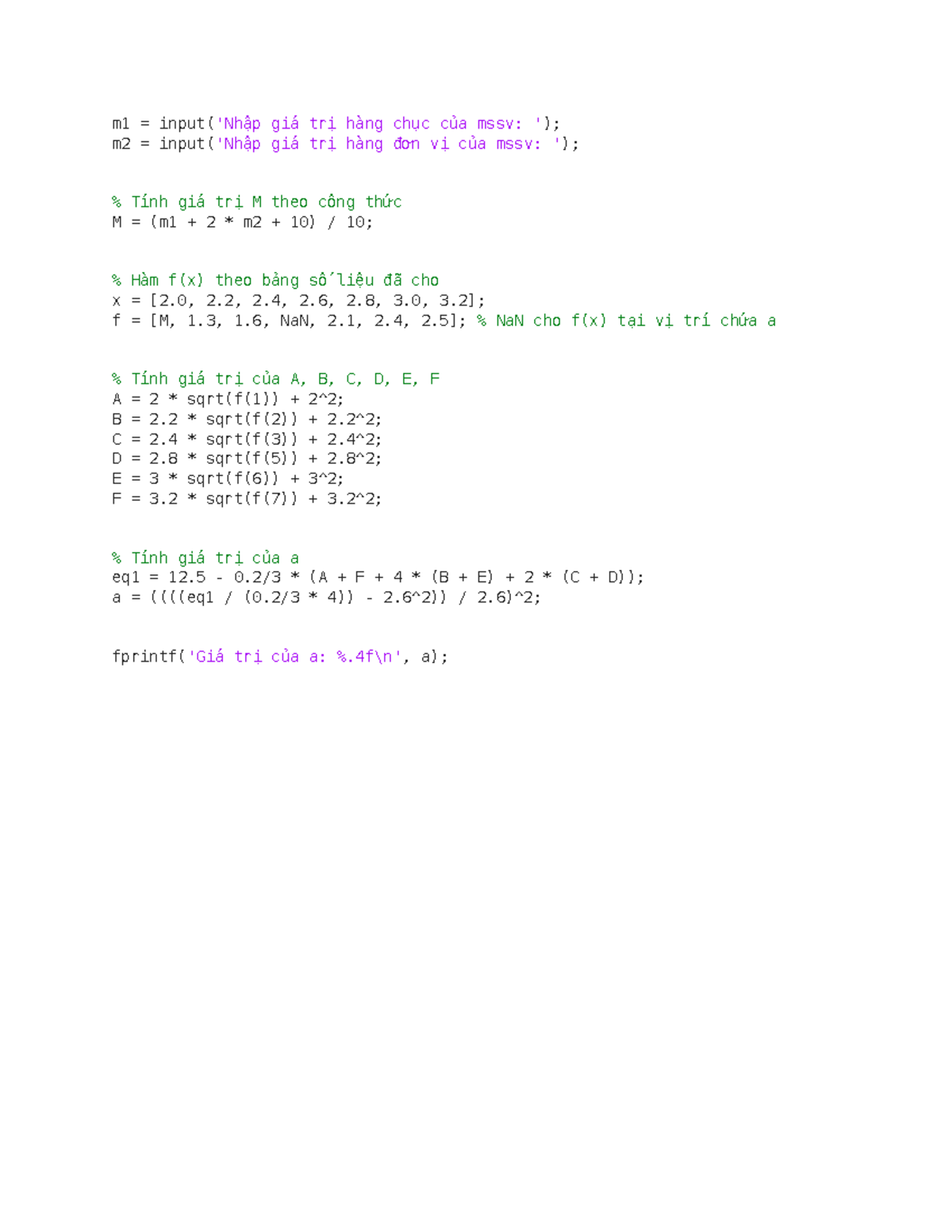 Câu 6 - codebtl - m1 = input('Nhập giá trị hàng chục cu a mssv: '); m2 ...