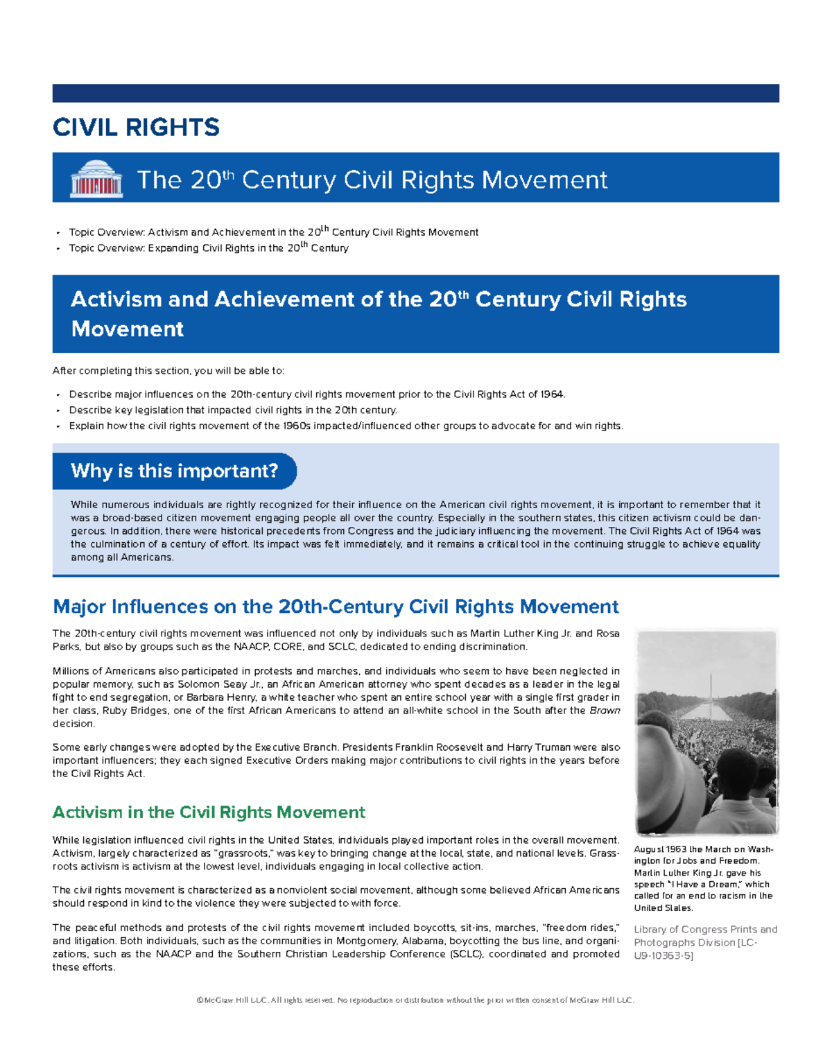 CIVIL RIGHTS: An Overview of the 20th Century Movement and Its Impact ...