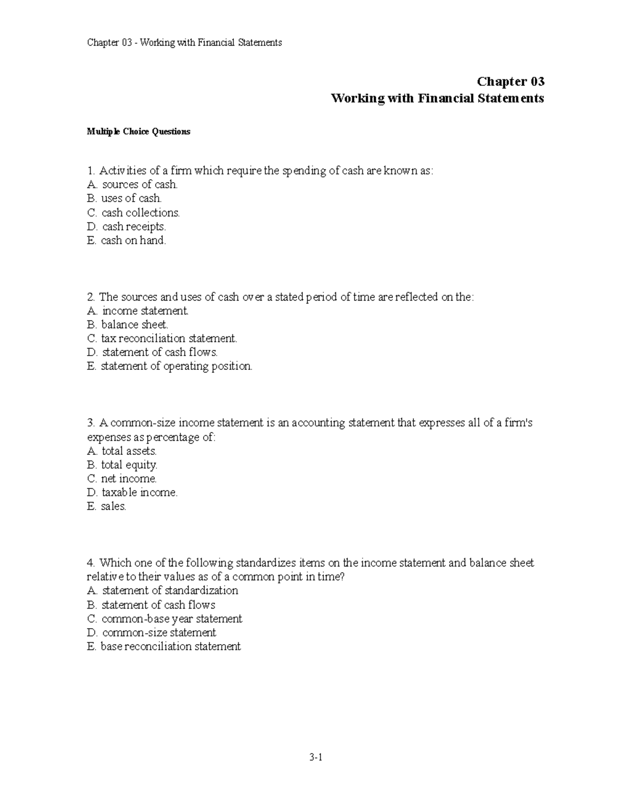 Chap003 - Financial Statements Test Bank Questions - Studocu