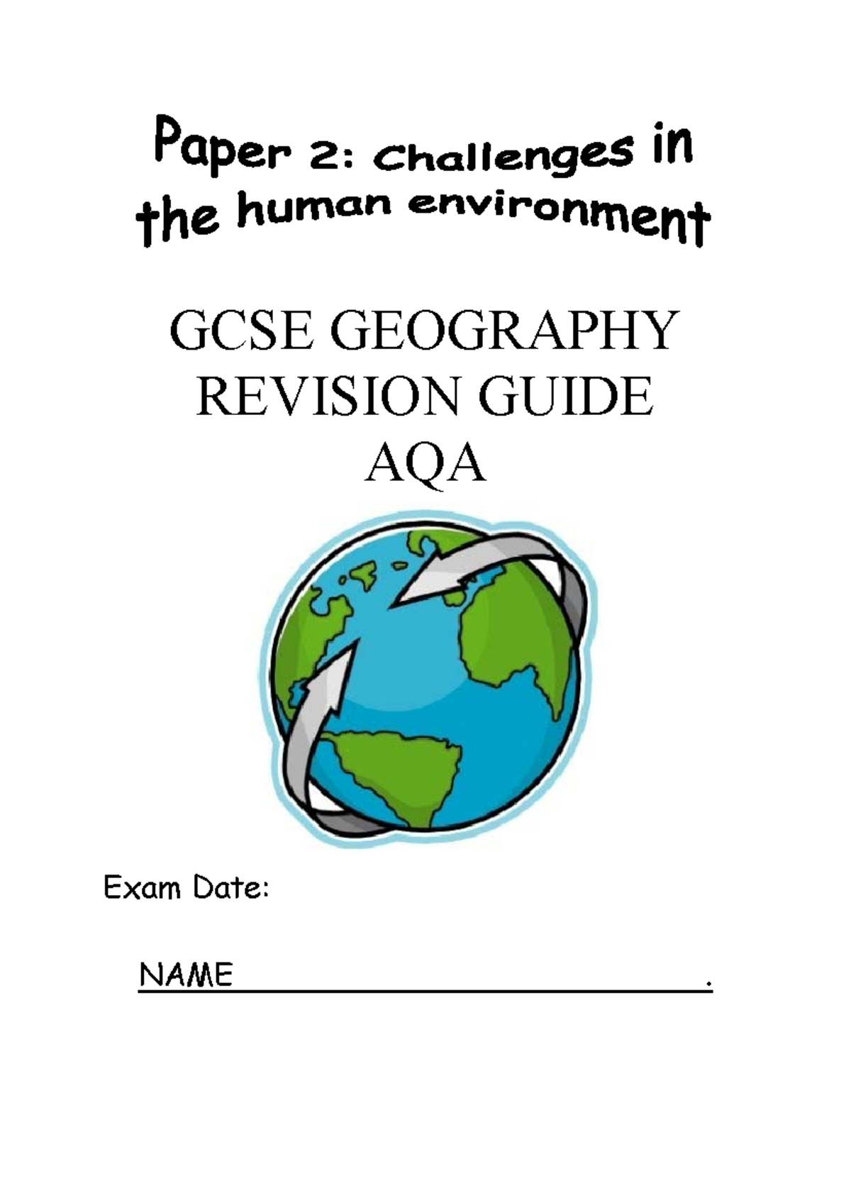 GCSE Geography Paper 2 Revision Guide 2022 - AQA Exam Tips - Studocu
