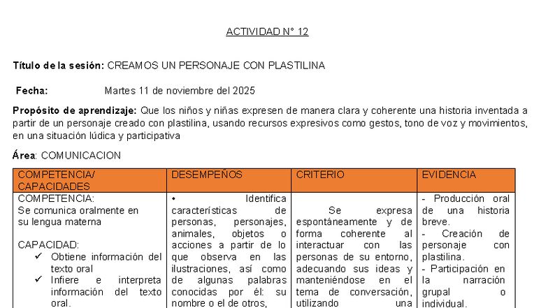 ACTIVIDAD 12: CREACIÓN DE PERSONAJES CON PLASTILINA - 11 NOV 2025 - Studocu