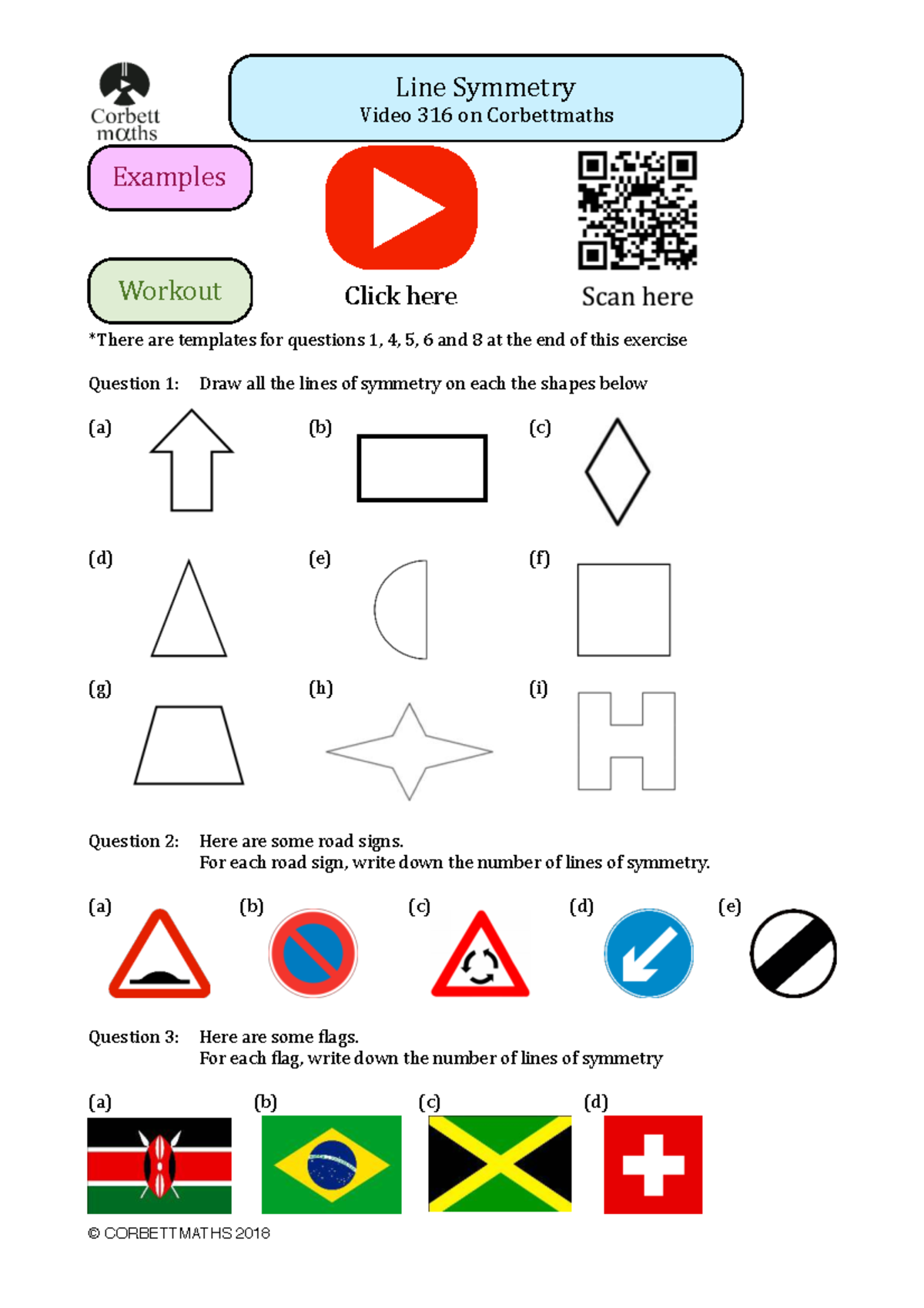 Line Symmetry Exercises & Templates - Video 316 (Corbettmaths) - Studocu
