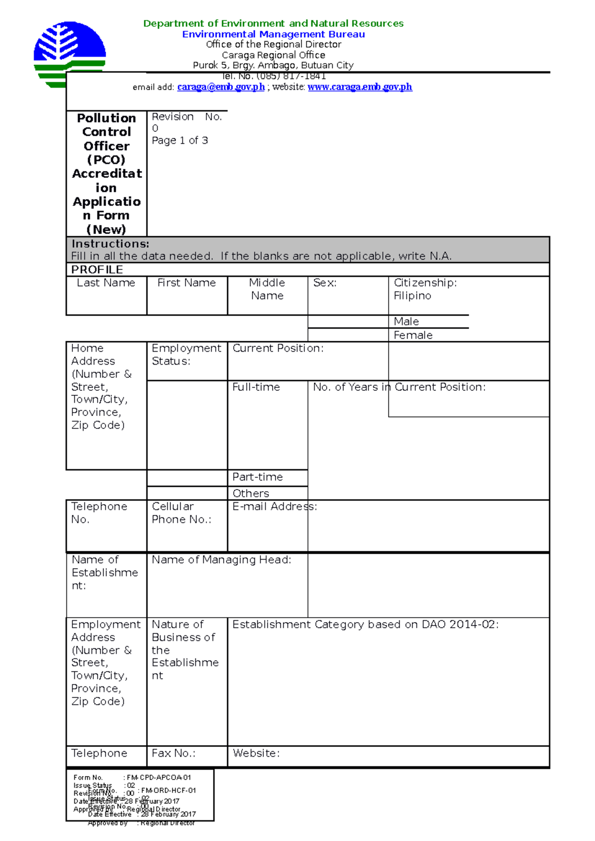 PCO Accreditation Application Form (New) - Revision No. 0 - Studocu
