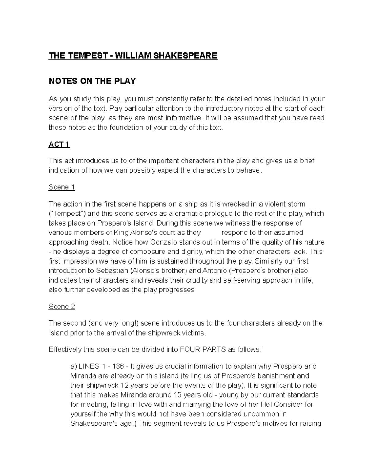 Tempest (ENG 101) Study Notes: Key Themes & Character Analysis - Studocu