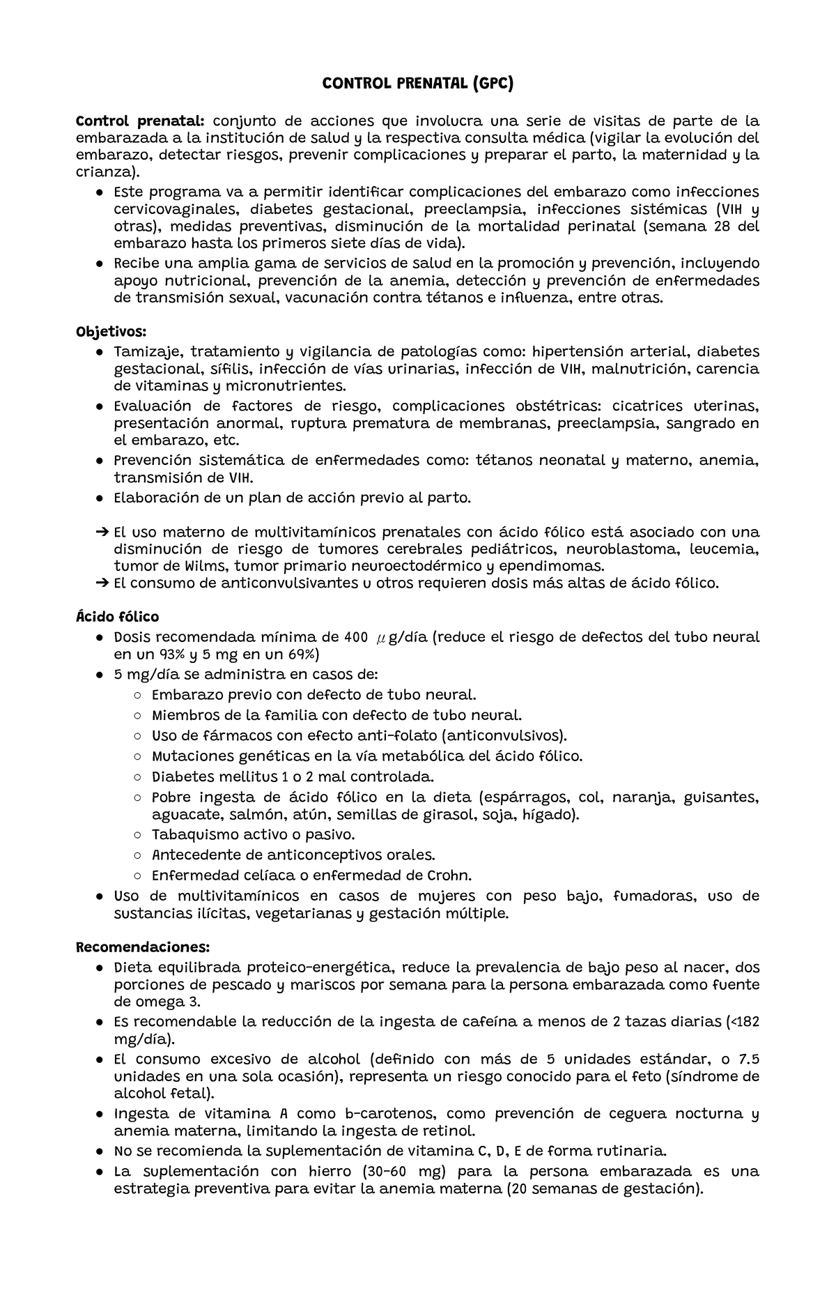 GPC Control Prenatal: Prevención y Seguimiento del Embarazo - Studocu