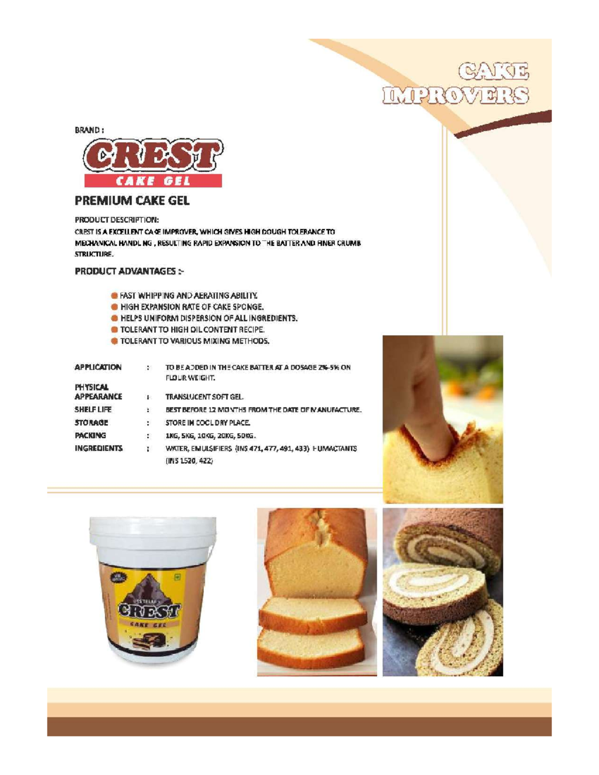 Crest Cake Gel Product Overview: Premium Cake Improver - Studocu
