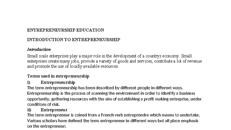 ENT 101: Introduction to Entrepreneurship - Key Concepts and Theories ...