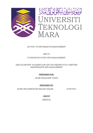 IMC112 Group Assignment - COLLEGE OF COMPUTING, INFORMATICS AND MEDIA ...