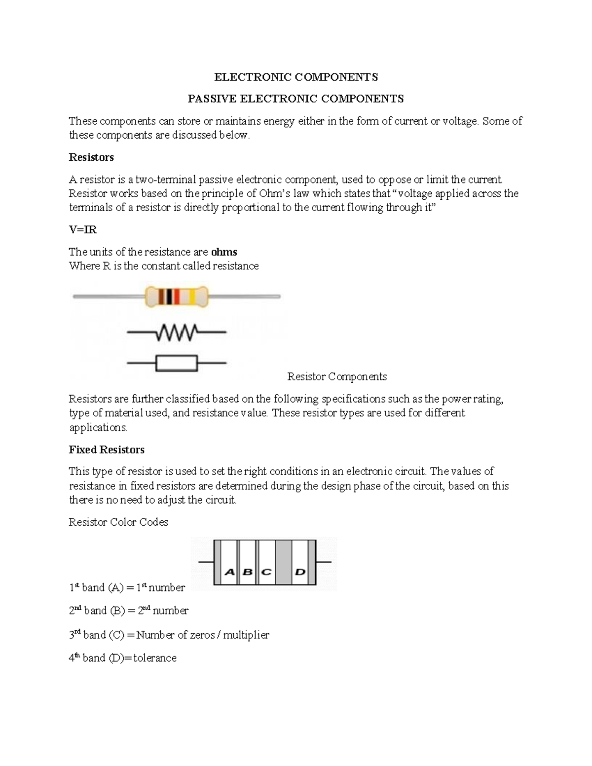 ELECTRONIC COMPONENTS: Passive Components Overview and Applications ...