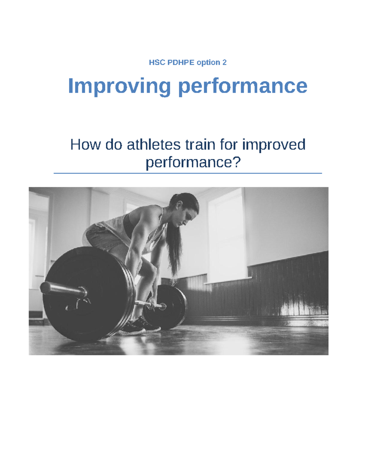 HSC PDHPE Option 2: Training Methods for Enhanced Athlete Performance ...
