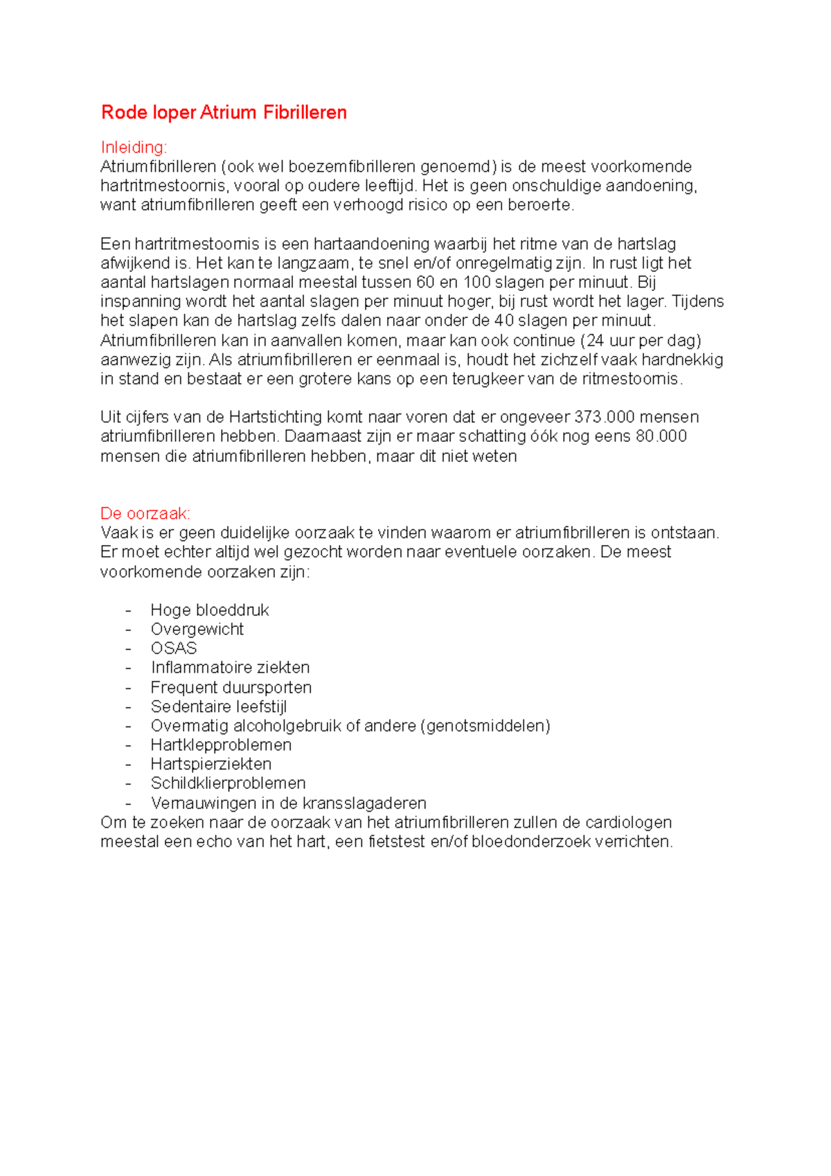 Rode loper Atrium Fibrilleren - Rode loper Atrium Fibrilleren Inleiding ...