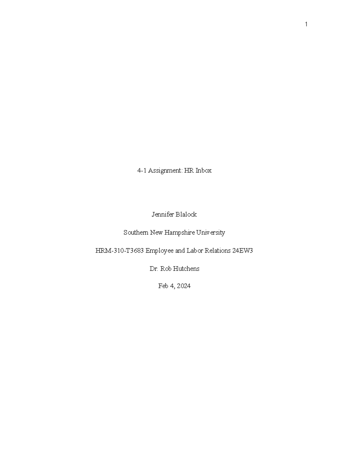 HRM-310-T3683 4-1 Assignment: Handling HR Inquiries & Concerns - Studocu