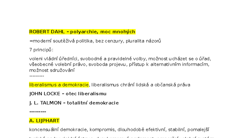 Politická teorie a systémy: Pomoc k průběžnému testu (PST101) - Studocu