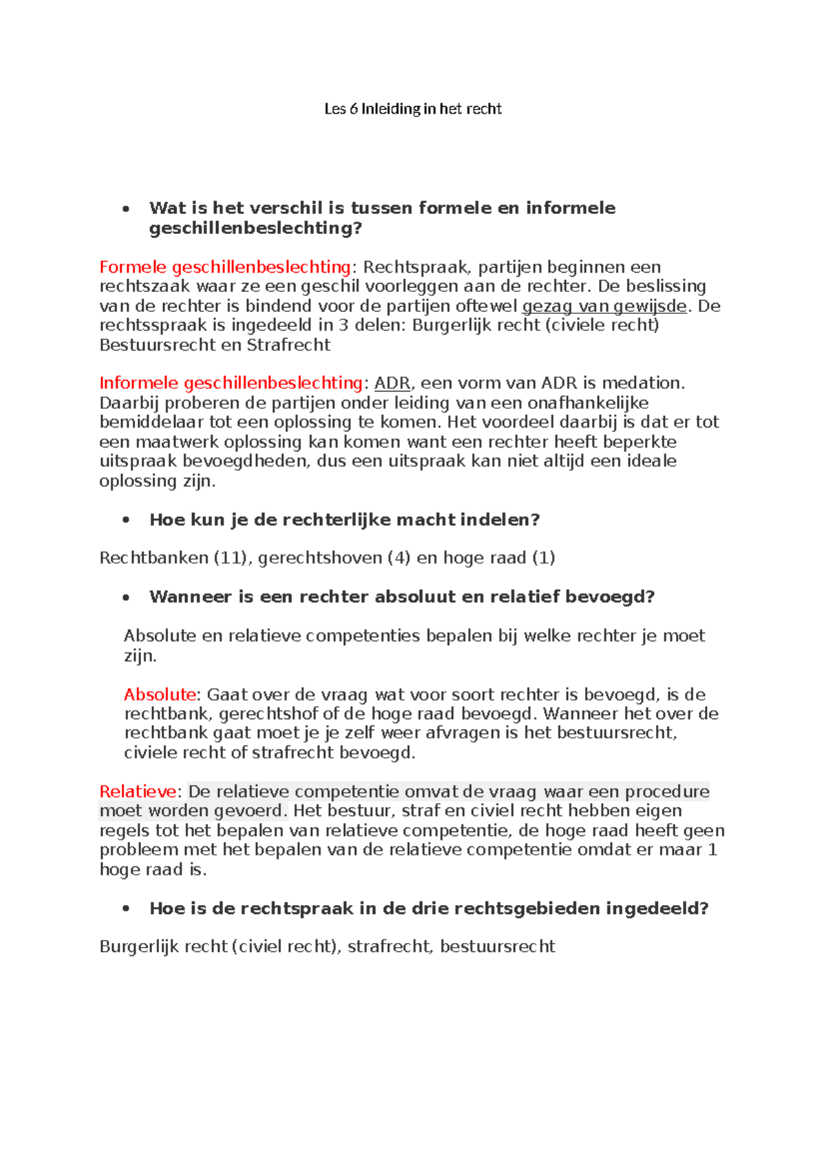 Les 6: Formele en Informele Geschillenbeslechting in het Recht ...