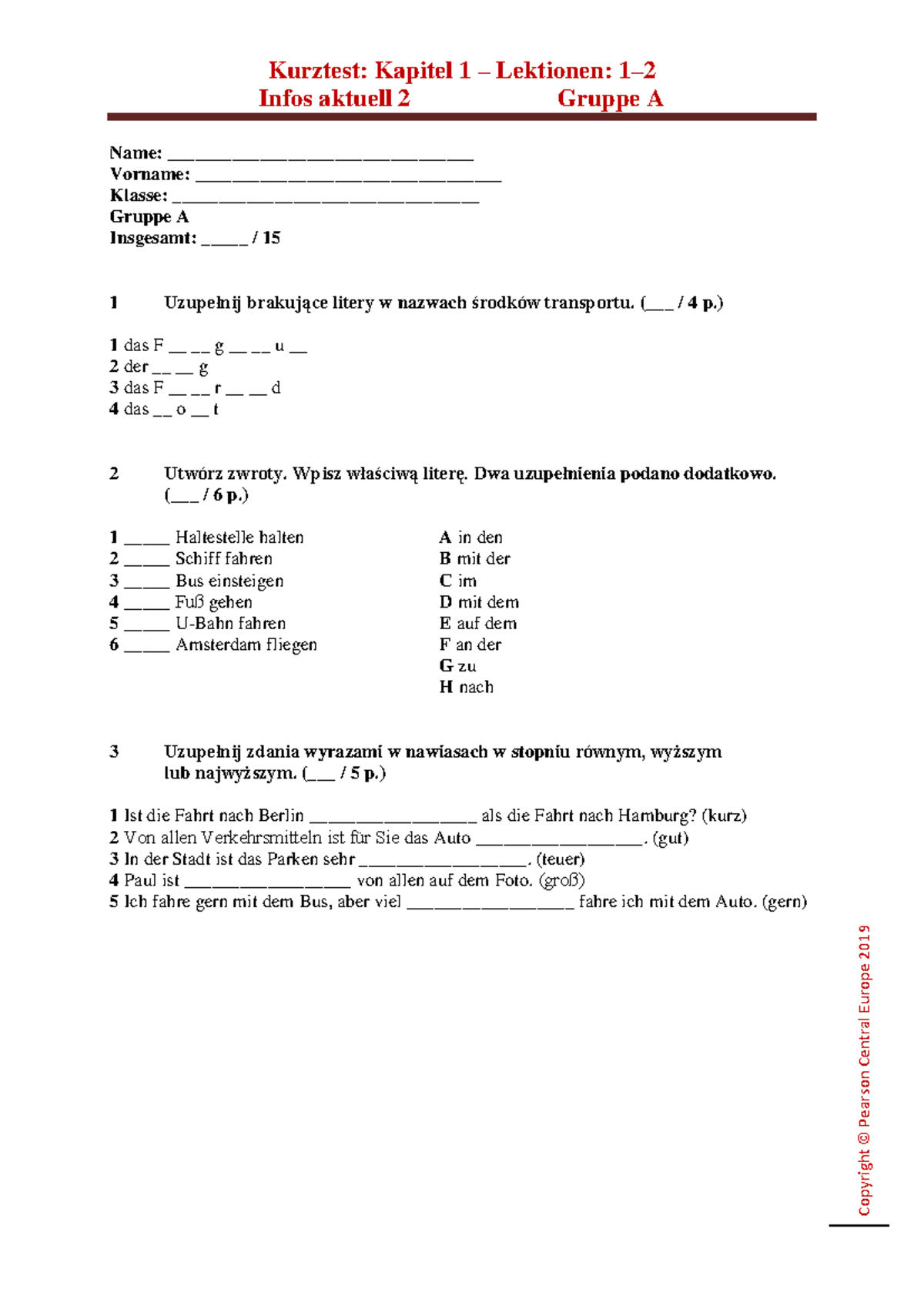 Infos aktuell 2 Kurztest: Kapitel 1 Lektionen 1-2 Gruppe A - Studocu