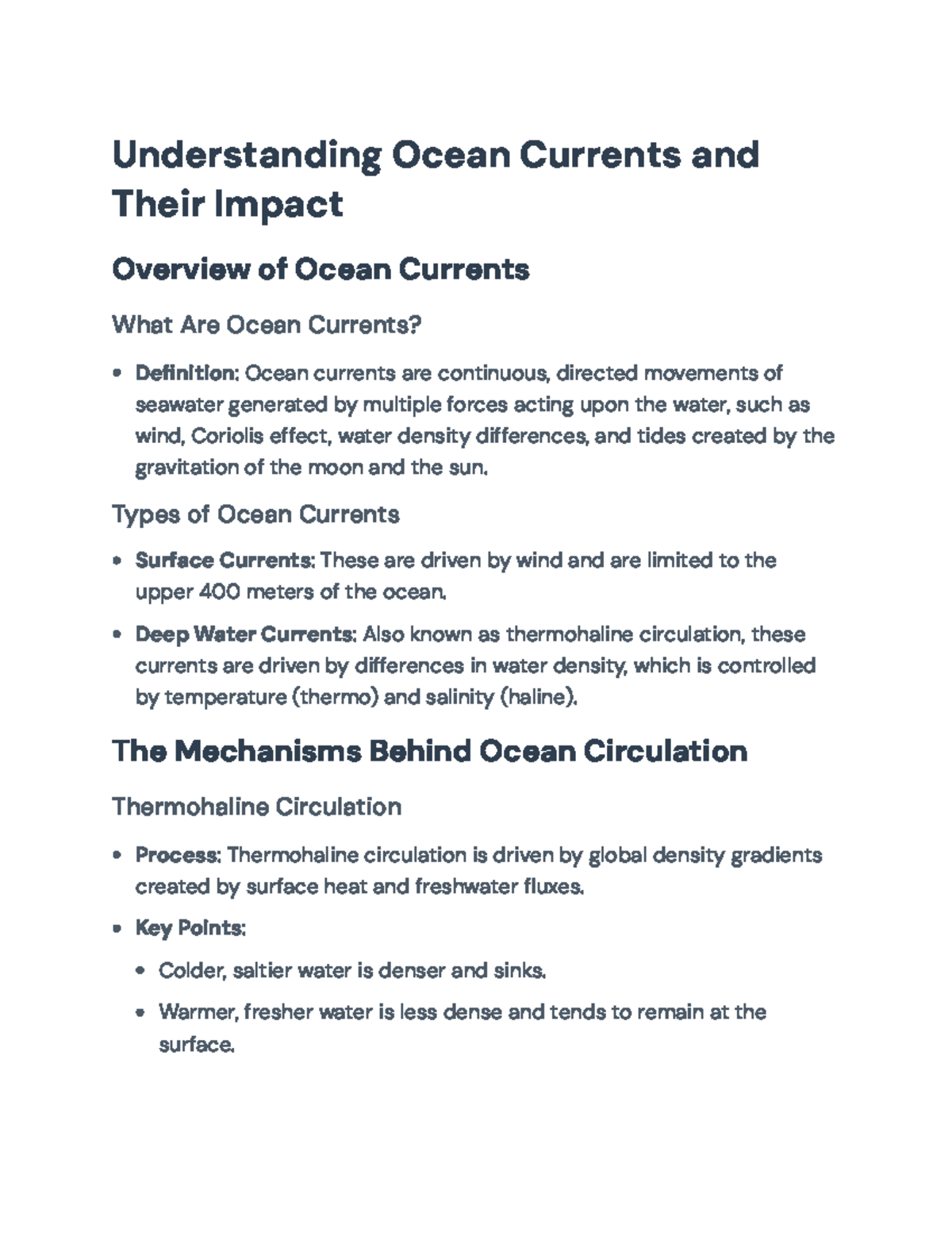 Understanding Ocean Currents and Their Impact on Climate Systems ...