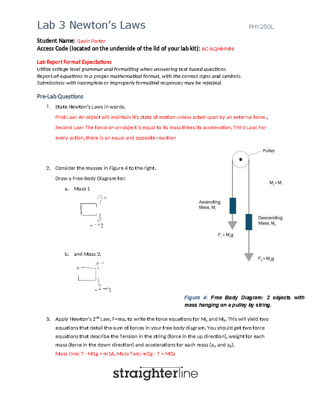 PHY250L Lab 3 - Newton's Laws and Experiments in Motion - Studocu