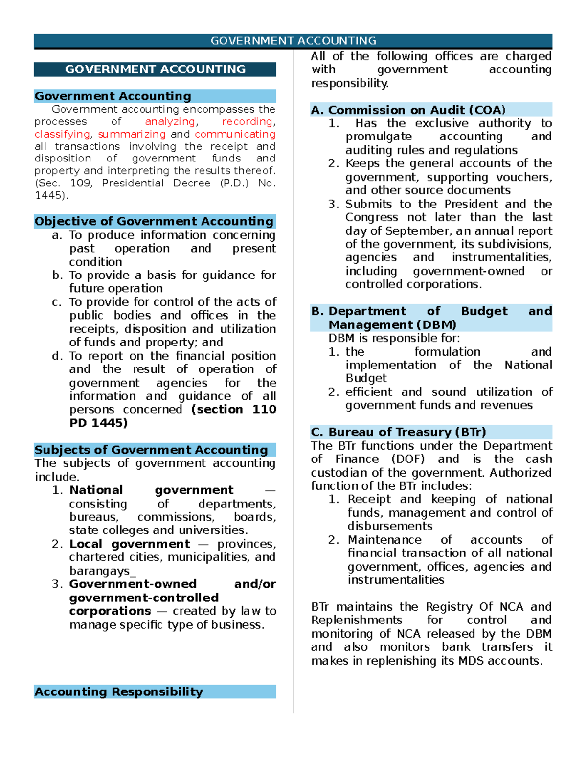Government Accounting -Introduction - GOVERNMENT ACCOUNTING Government ...