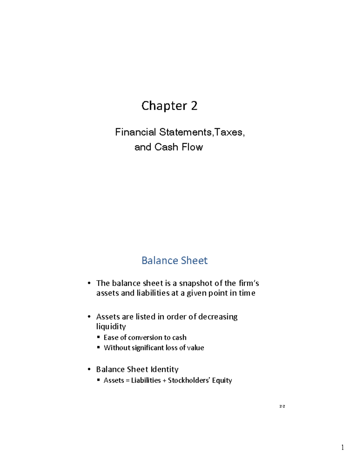 CF Ch 2 2018-1-2 - accounting - Chapter 2 Financial Statements,Taxes ...