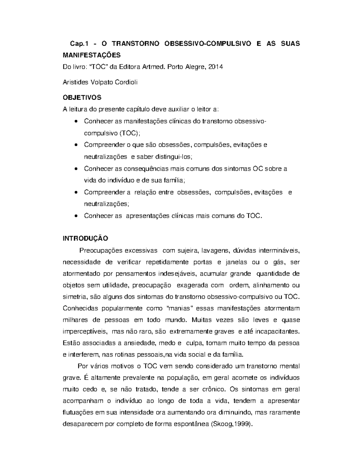 Cap. 1 - O que é o TOC: Manifestações e Consequências do Transtorno ...