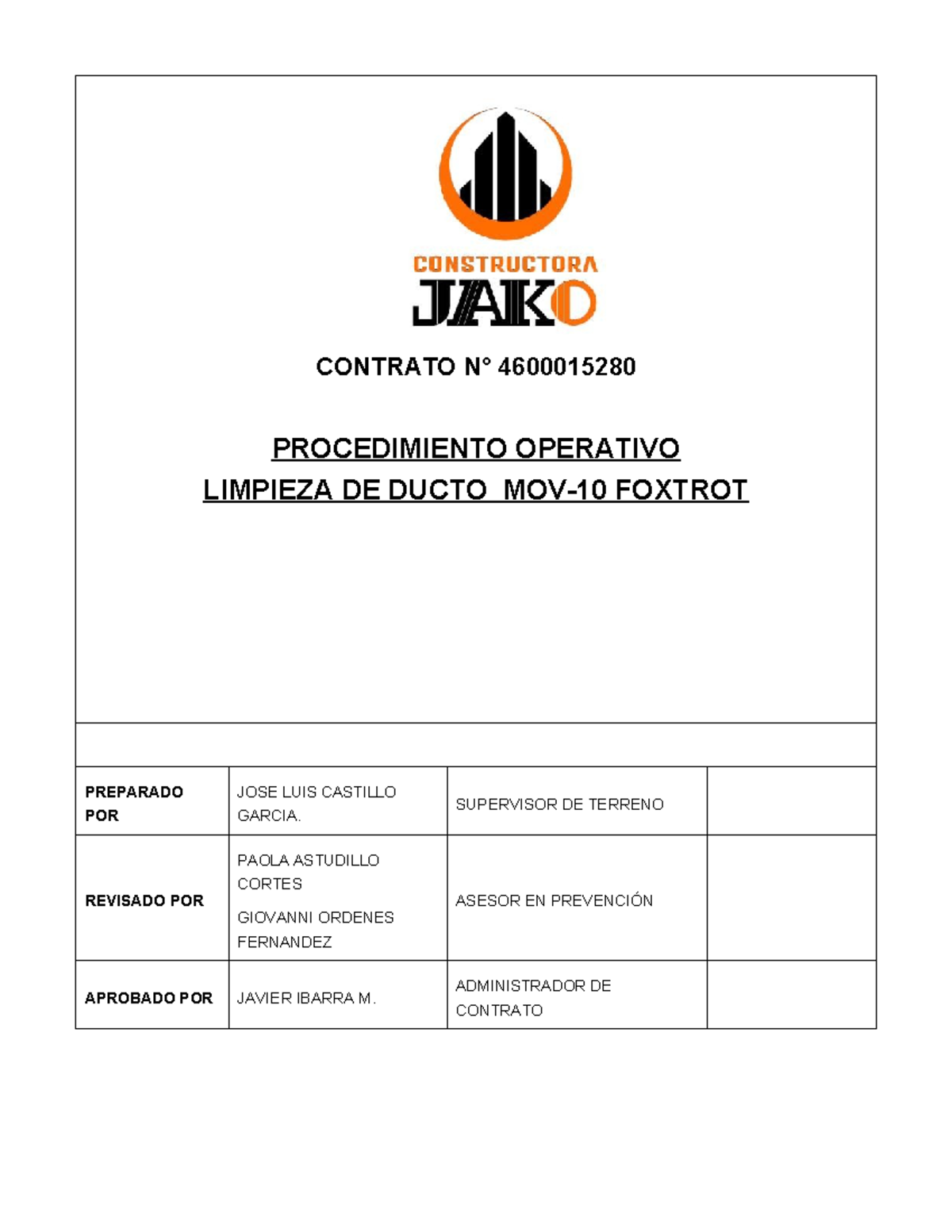 Limpieza de Ducto FOXTROT - Procedimiento Operativo Rev. 0 - Studocu