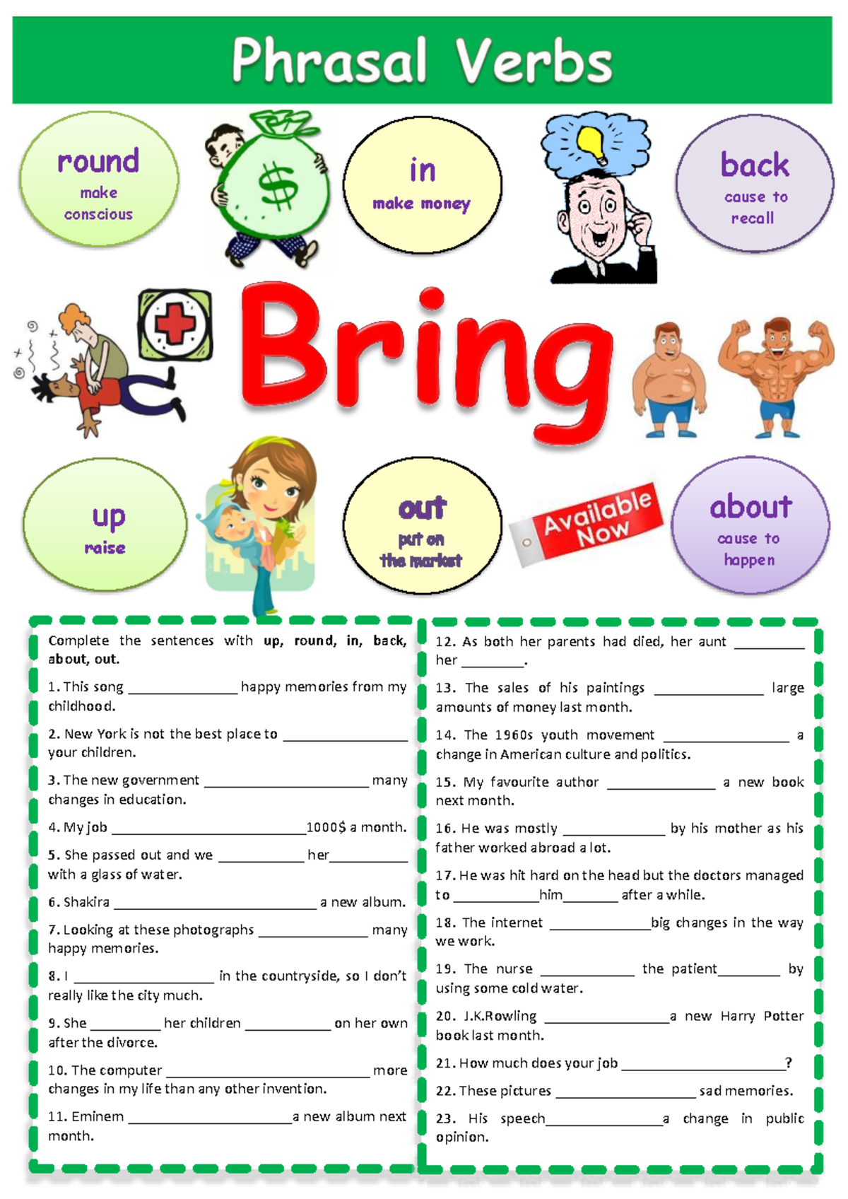 Phrasal Verb Practice: Bring - Complete the Sentences - Studocu