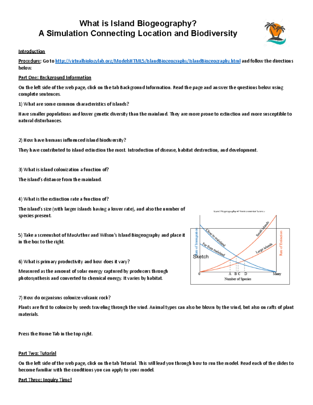 Island Biogeography Simulation: Exploring Biodiversity Dynamics - Studocu