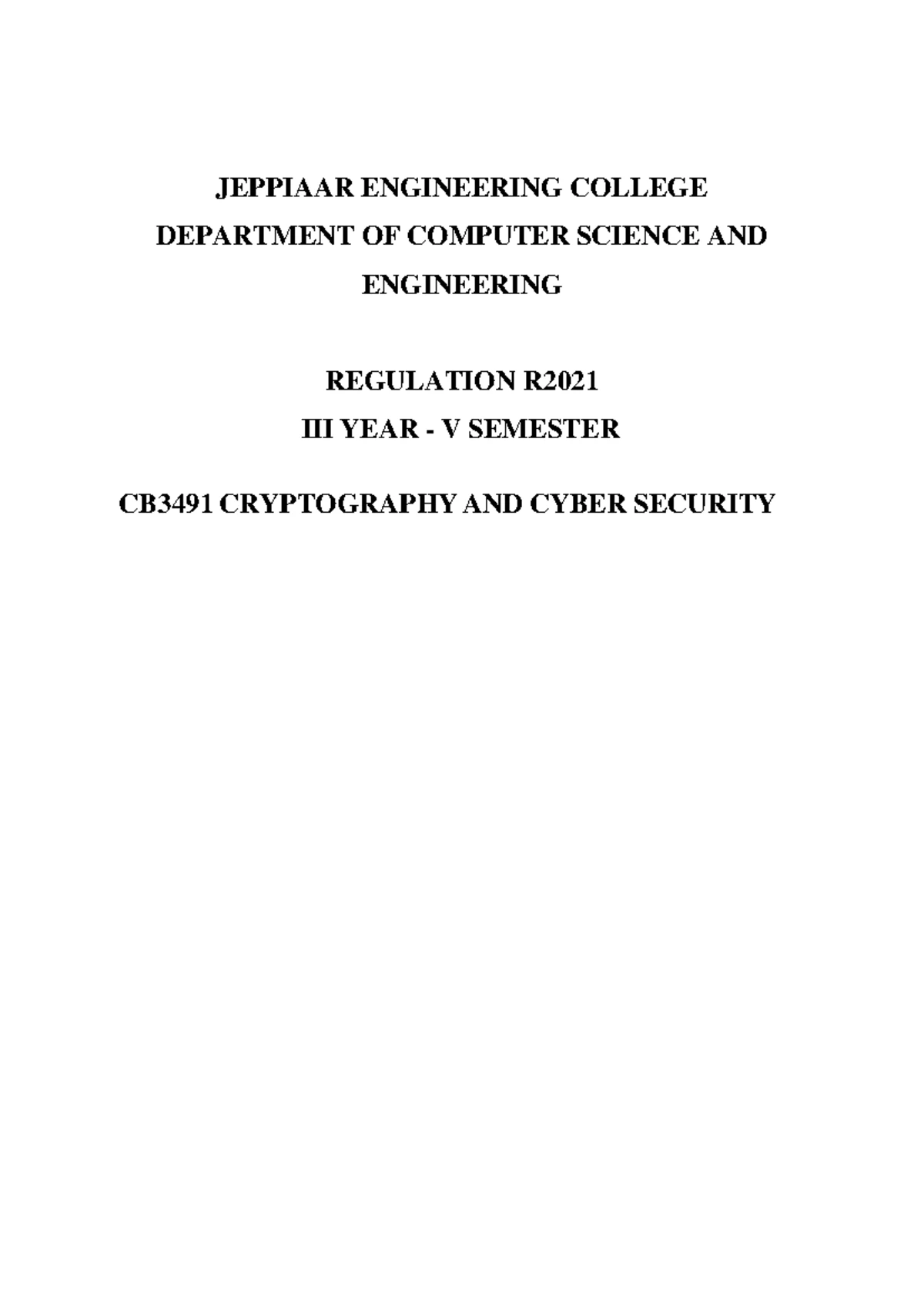 CB3491 Final Exam Question Paper 2025 - Cryptography & Cyber Security - Studocu