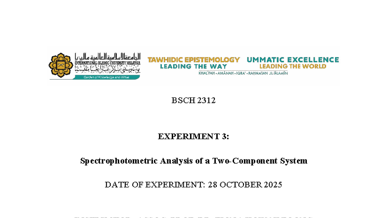 BSCH 2312 Lab Report: Spectrophotometric Analysis of Cobalt and ...